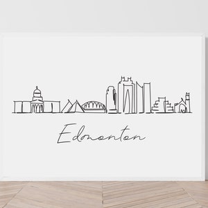 Edmonton Skyline Wall Print, Printable Edmonton City Poster, Black and ...