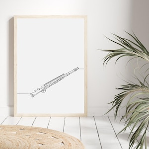 Flute Line Art, Minimalist Flute Poster, Flute Player Gift, Printable ...