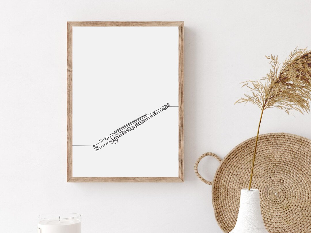 Flute Line Art, Minimalist Flute Poster, Flute Player Gift, Printable ...