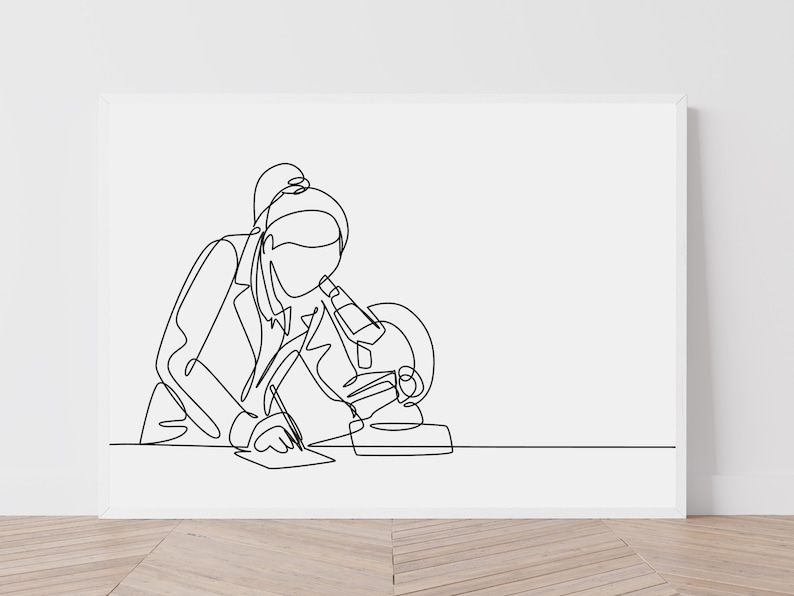 Scientist Line Art Print, Minimalist STEM Decor (digital Download) - Etsy