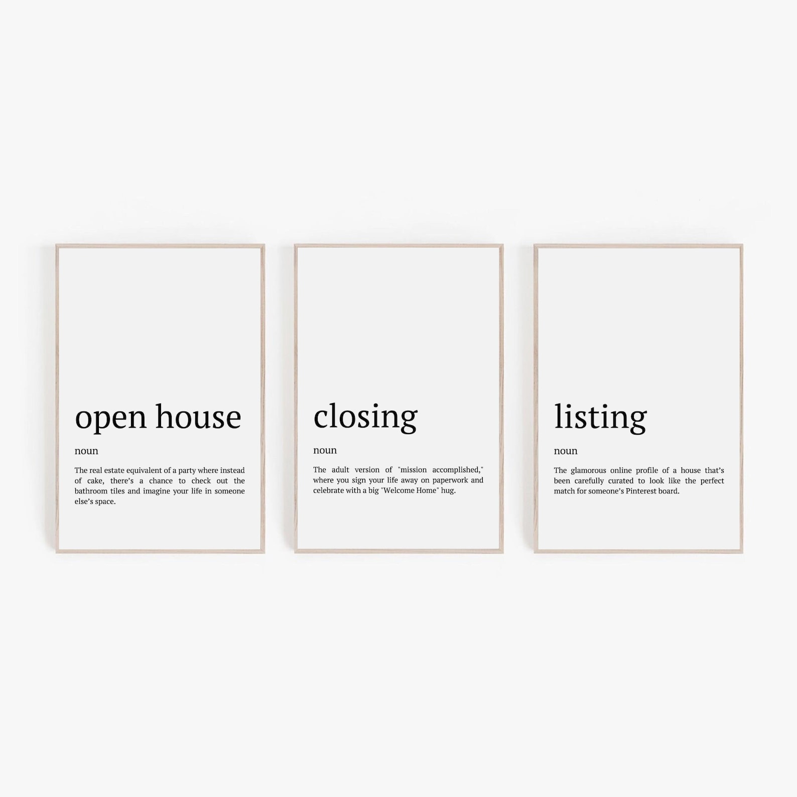 Funny Realtor Definition Print Set, Real Estate Office Decor (PDF Files ...