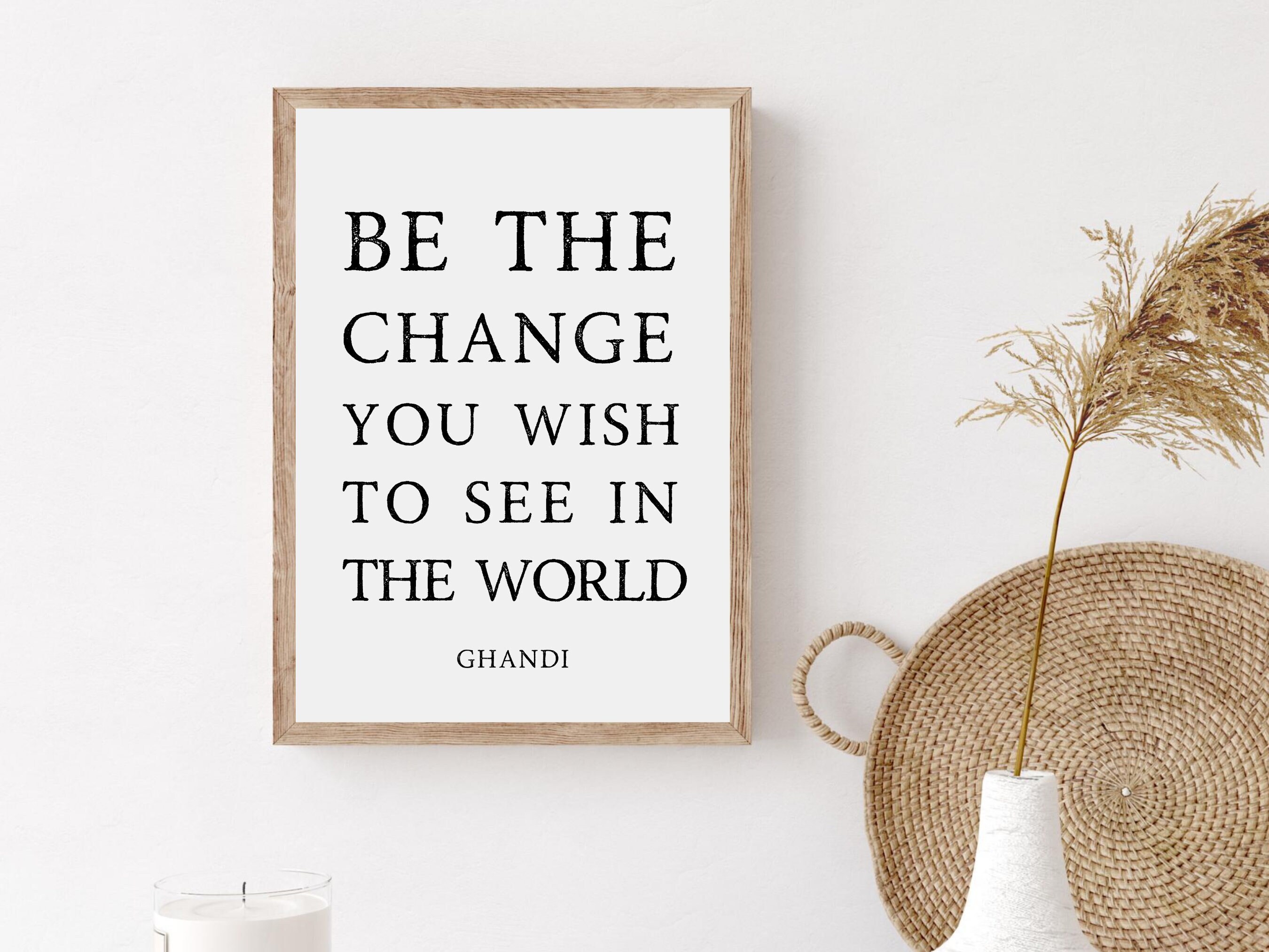 Minimalist Motivational Quote Poster, Printable Be the Change Poster ...