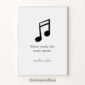 Where Words Fail Music Speaks Quote Wall Art, Printable Music Quote ...
