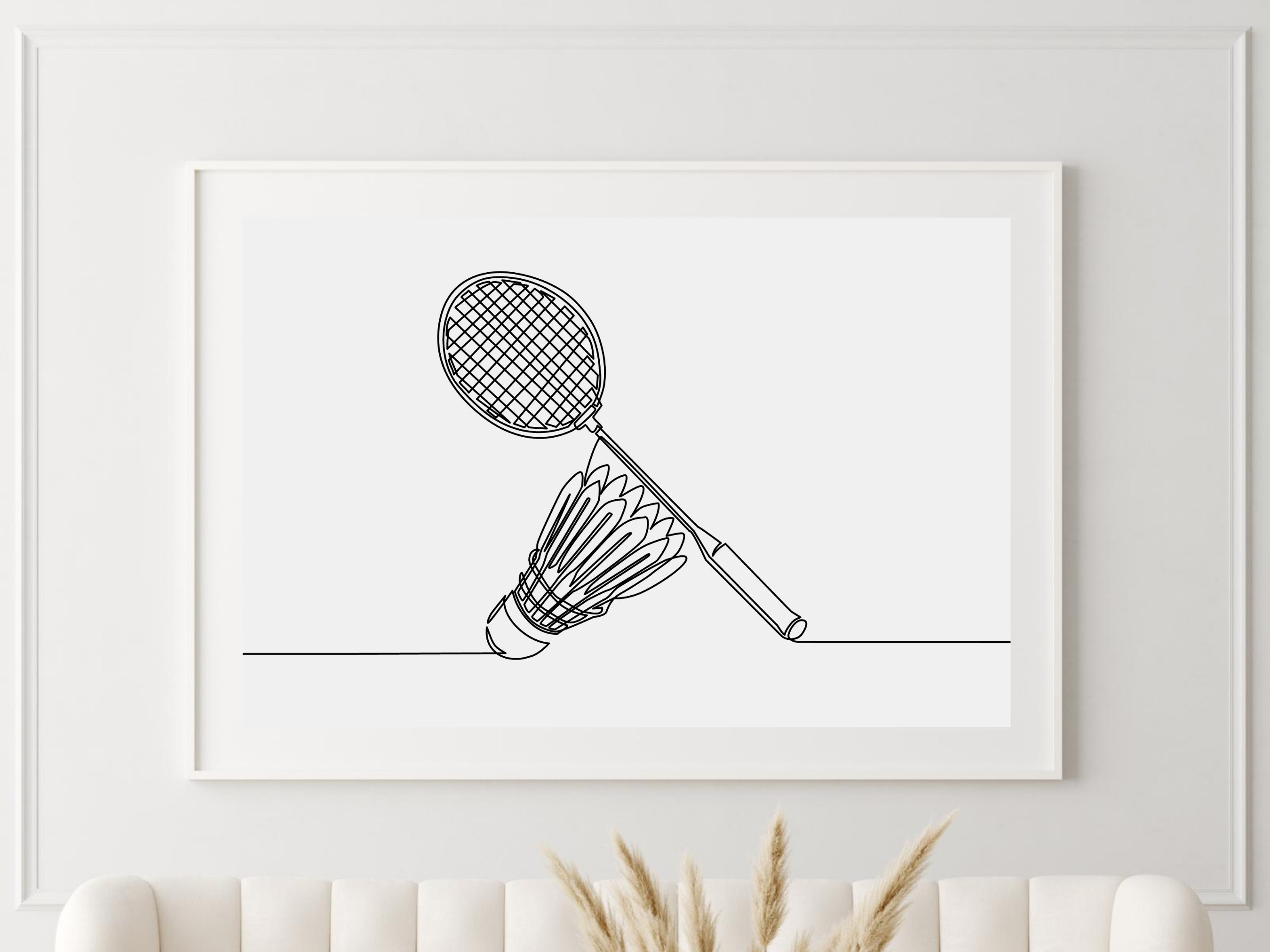 Badminton Wall Art, Minimalist Badminton Line Art, Printable Badminton ...