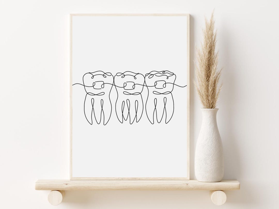 Minimalist Dentist Office Decor, Cute Orthodontist Line Art, Dentist ...