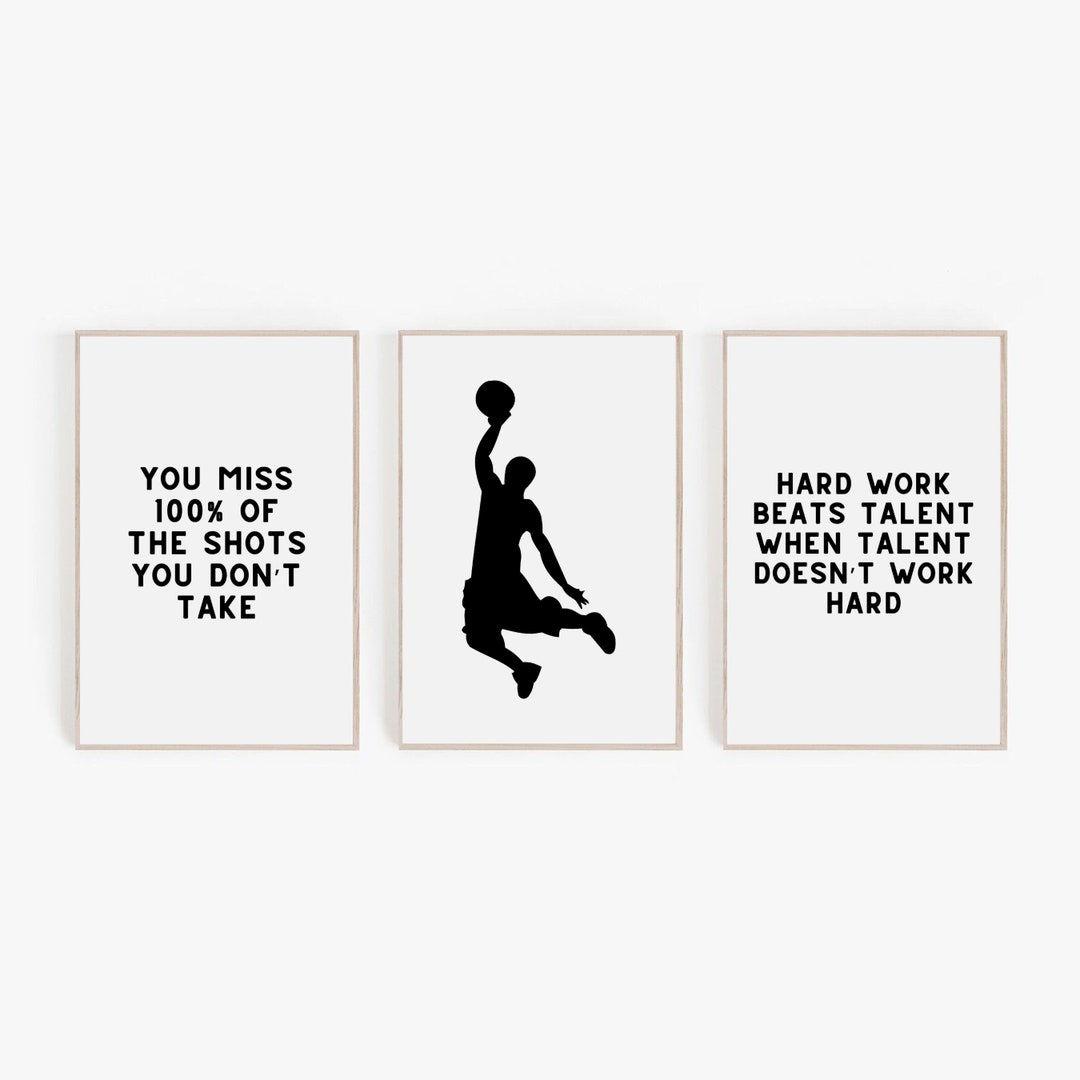 Inspirational Basketball Wall Art Set, Basketball Teen Boy Room Decor ...