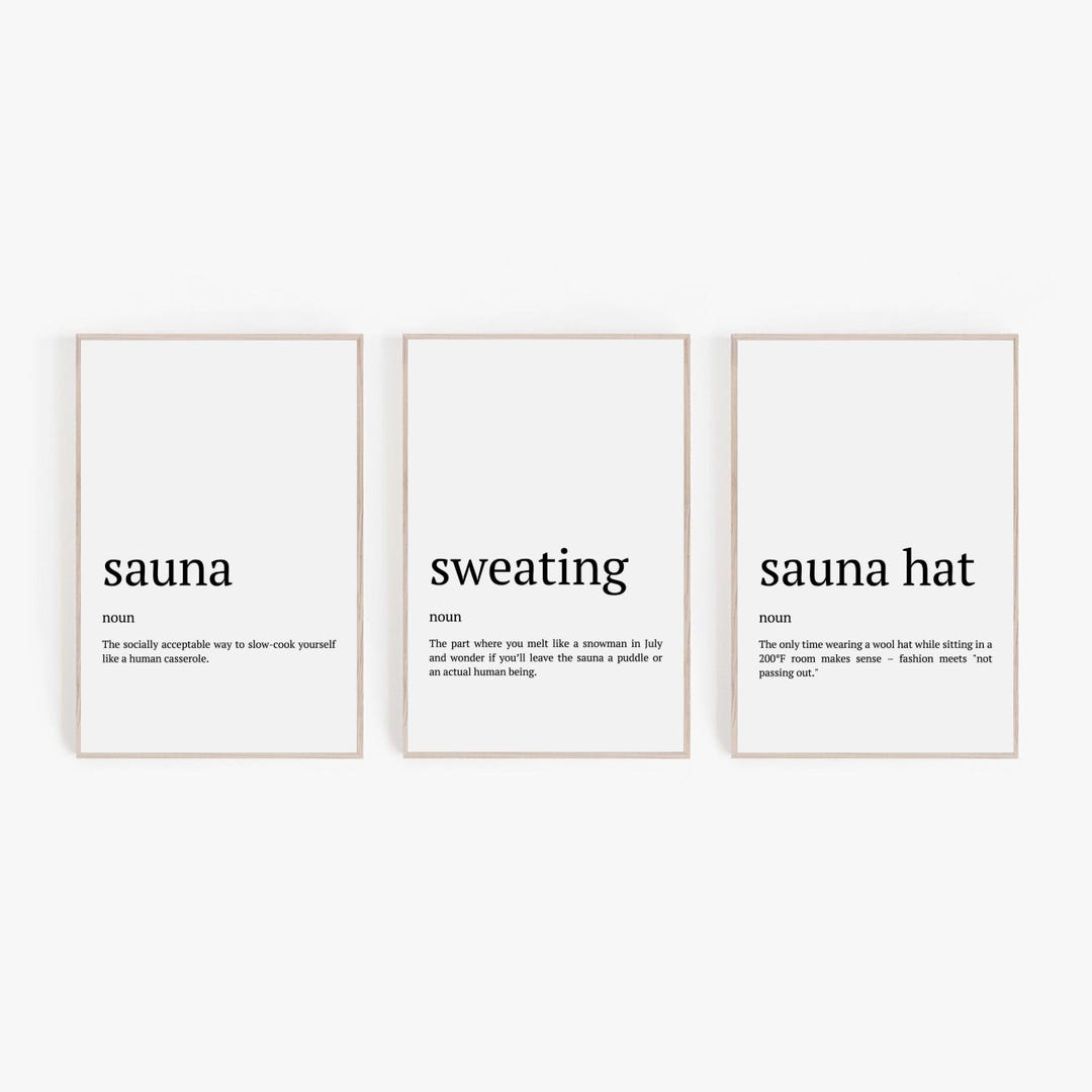 Funny Sauna Definition Wall Art Set of 3, Fun Sauna Poster Set ...