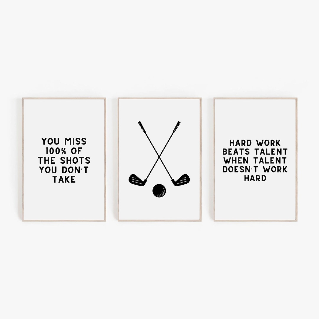 Inspirational Golf Poster Set, Motivational Golf Wall Art, Sports Room ...