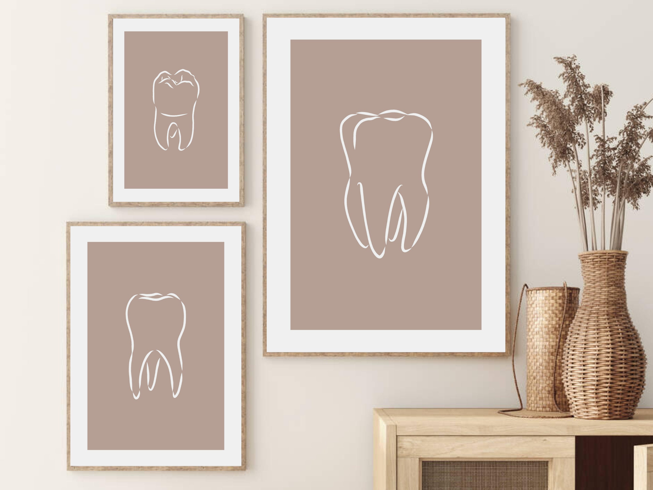 Neutral Dental Clinic Wall Decor, Printable Teeth Poster Set of 3 ...