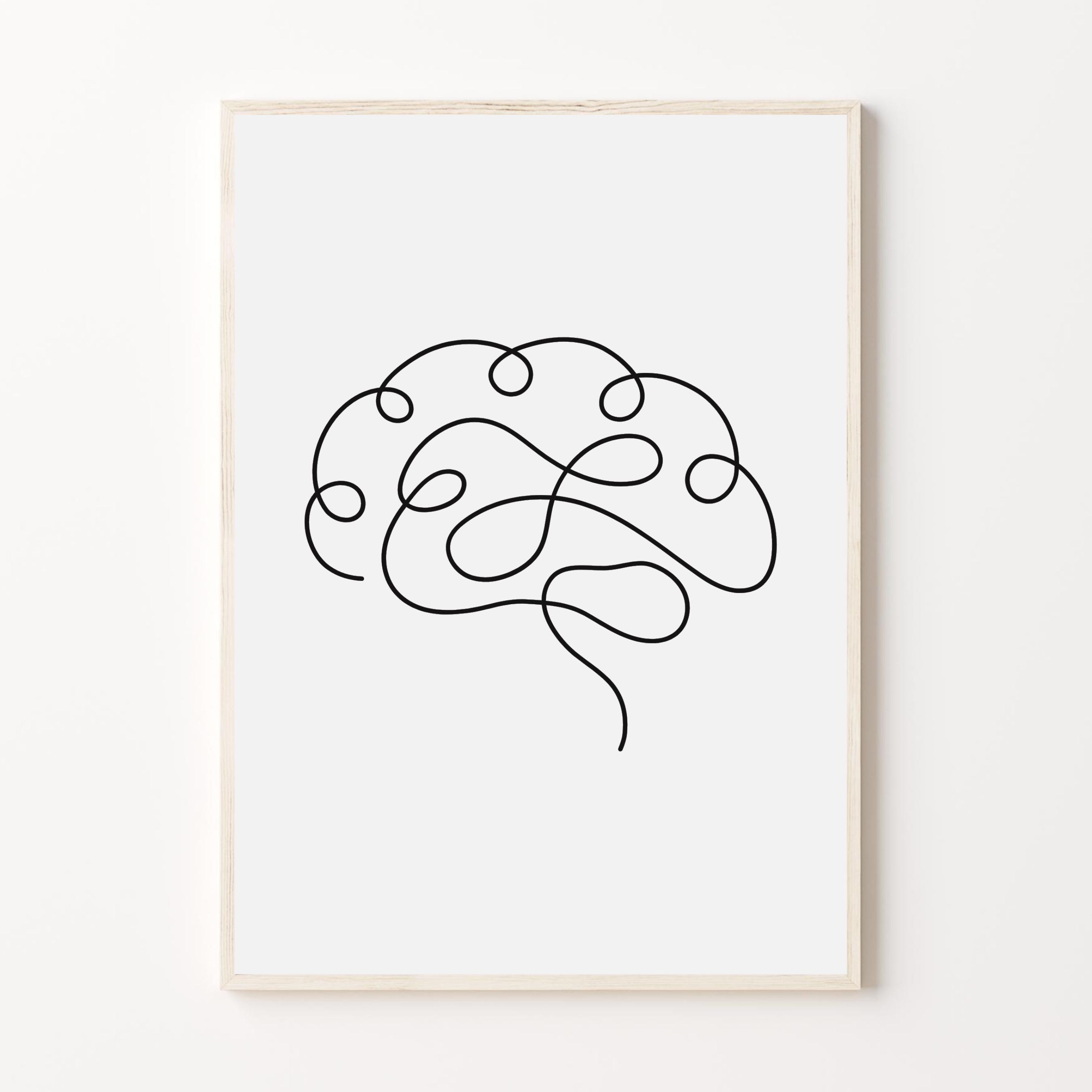 Minimalist Psychiatry Office Decor, Brain Line Art, Gift for ...