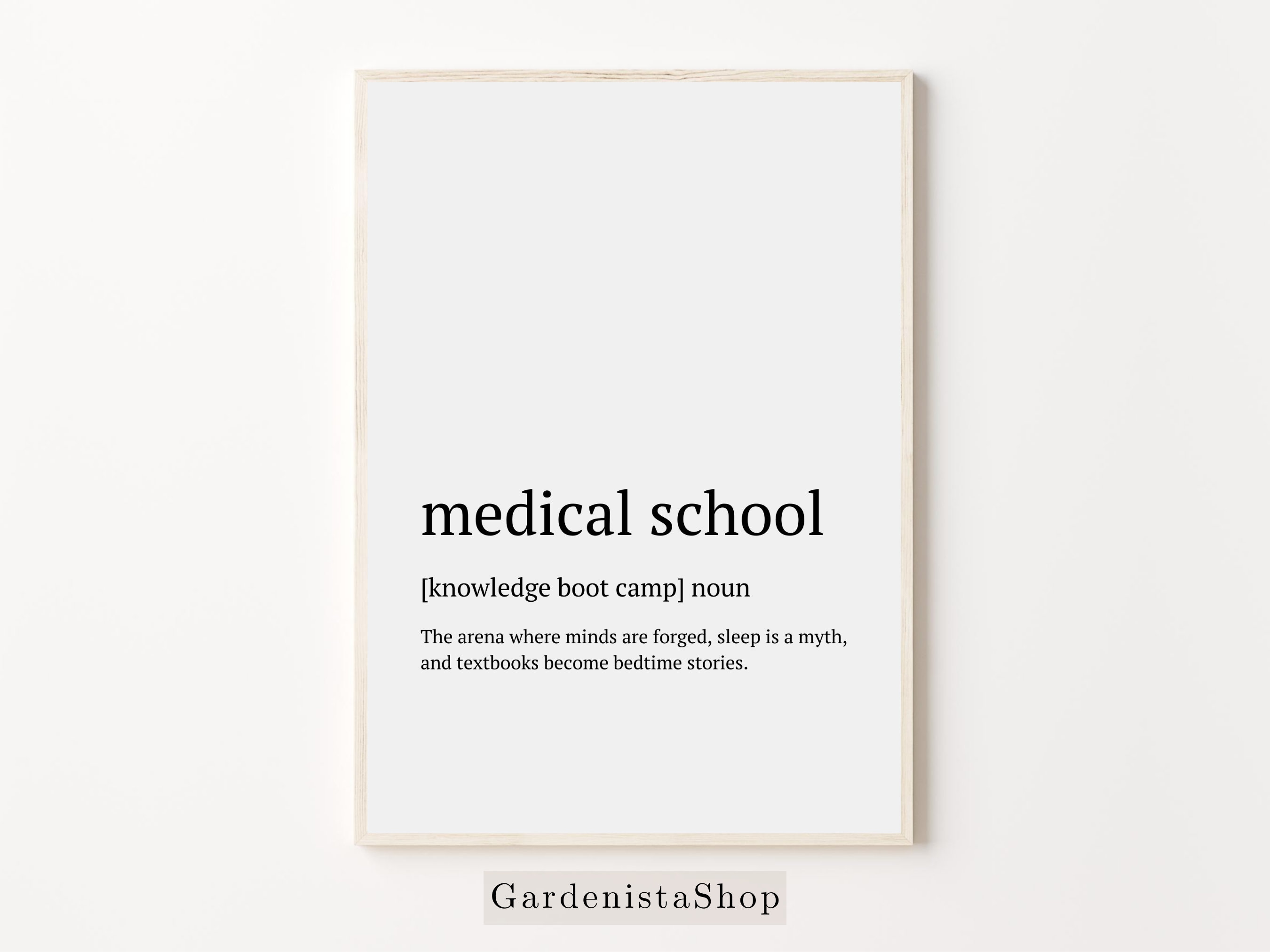 Medical Student Definition Wall Art Set, Med Student Dorm Decor, Funny ...