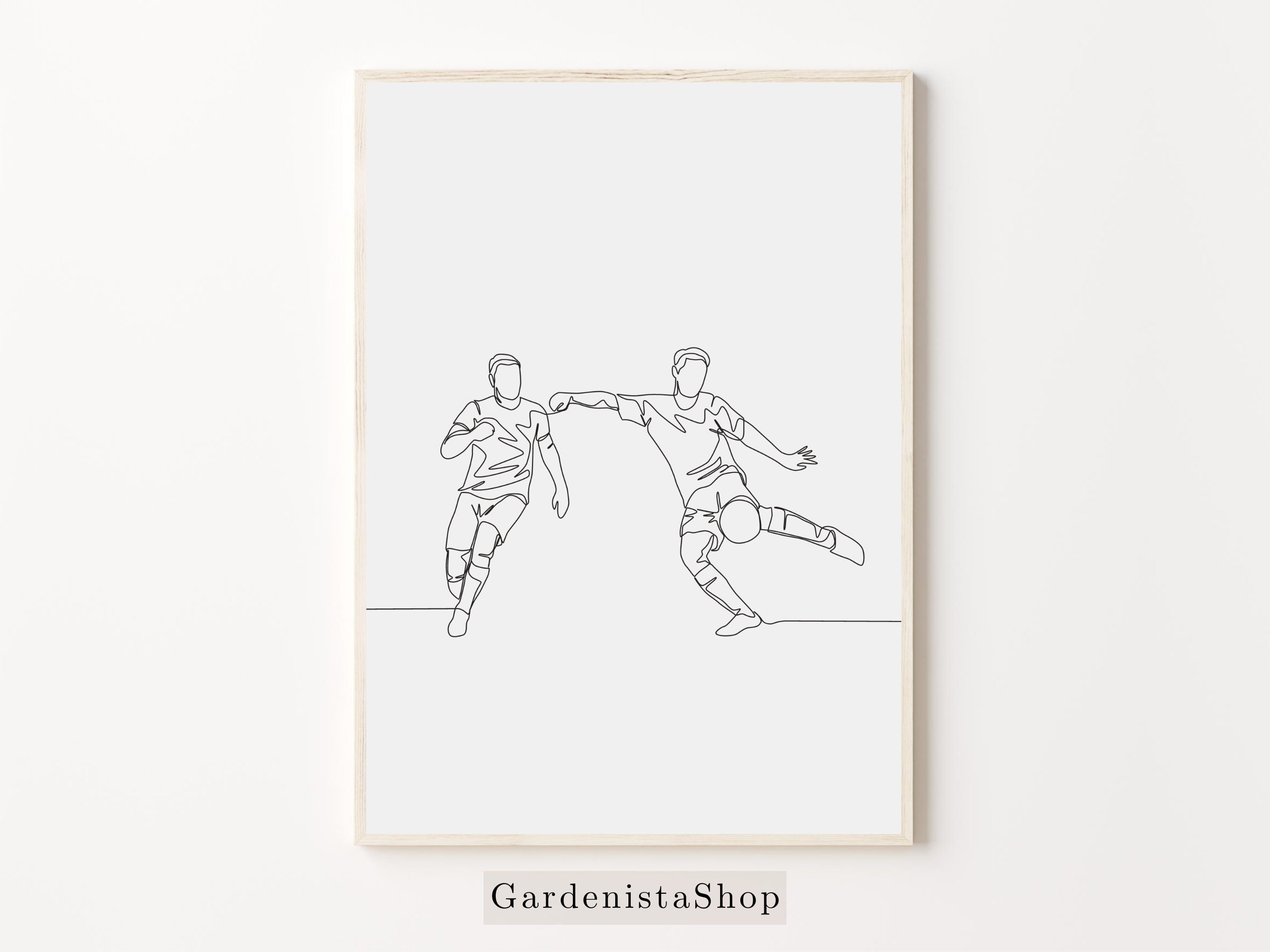 Minimalist Soccer Line Art Print, Teen Boy Room Decor (digital Download ...