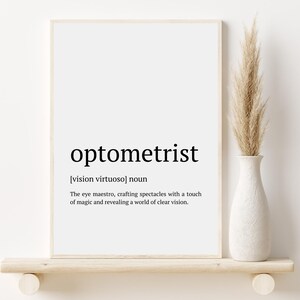 Optometrist Gift, Optometrist Definition Print, Funny Optometrist Wall ...