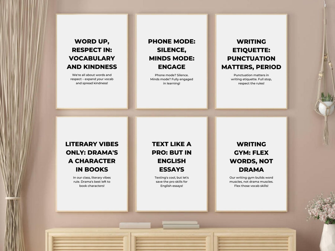 Funny English Classroom Posters, Language Rules Print (digital Download ...
