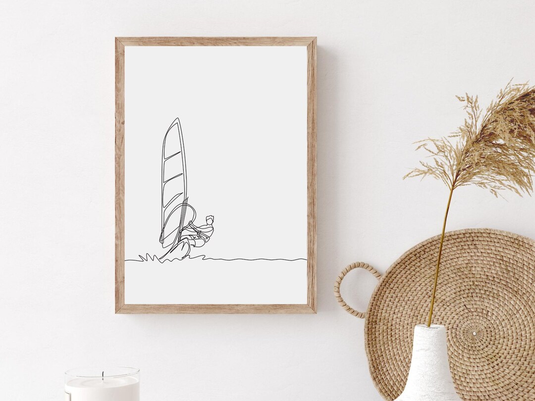 Printable Windsurfing Poster, Minimalist Windsurfer Man Wall Print ...
