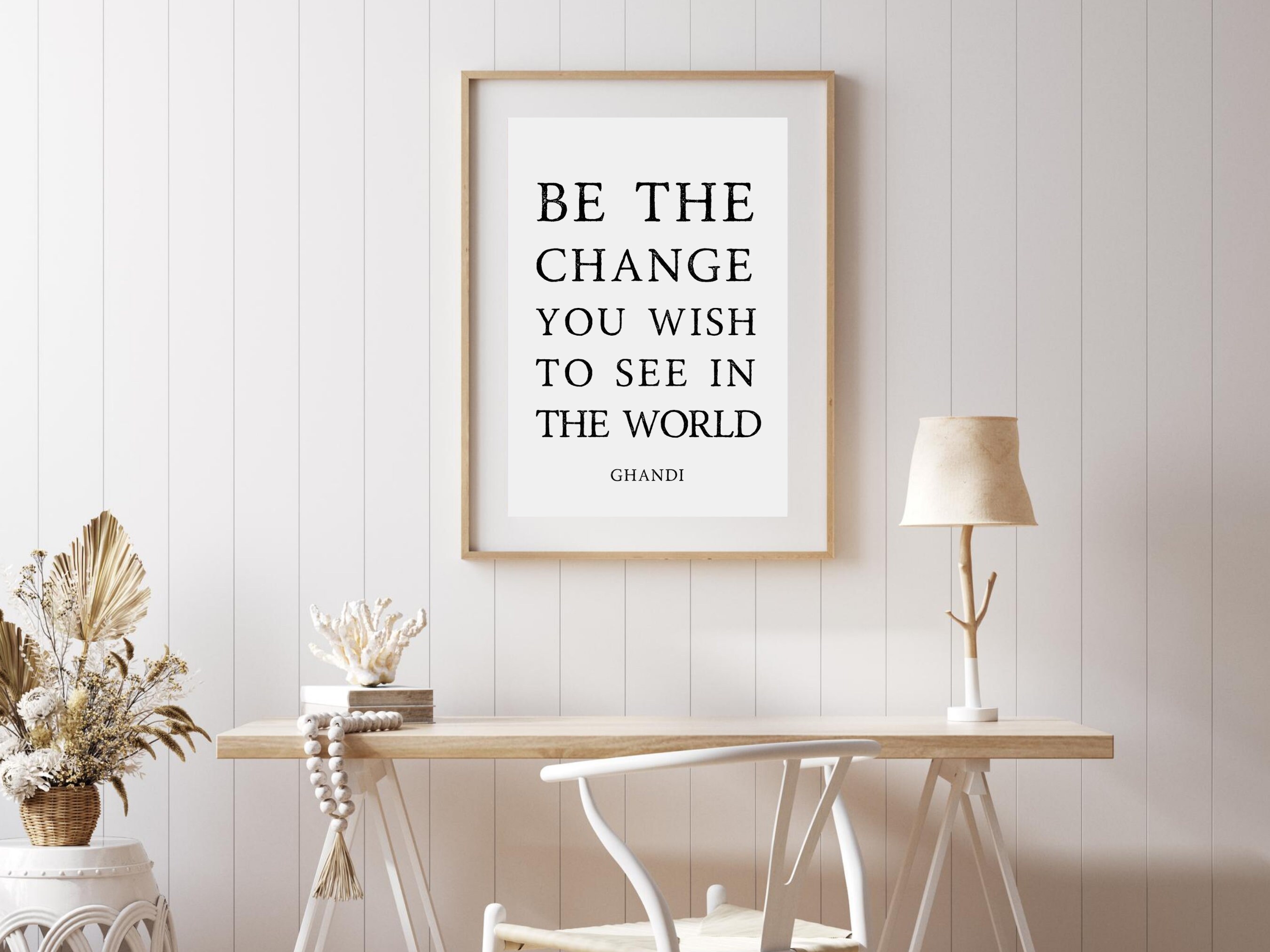 Minimalist Motivational Quote Poster, Printable Be the Change Poster ...