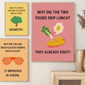 Funny Math Class Poster Set of 16, Fun Mathematics Classroom Decor ...