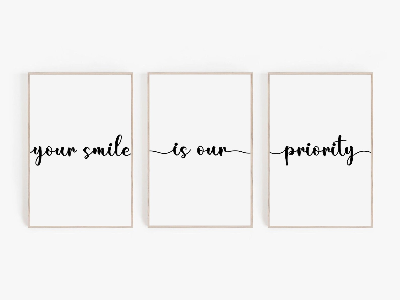 Your Smile is Our Priority Print Set, Minimalist Dental Clinic Wall Art ...
