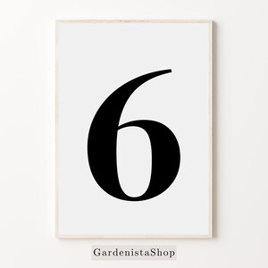 Printable Number Sign, Number Print, Black and White Art, Scandinavian ...