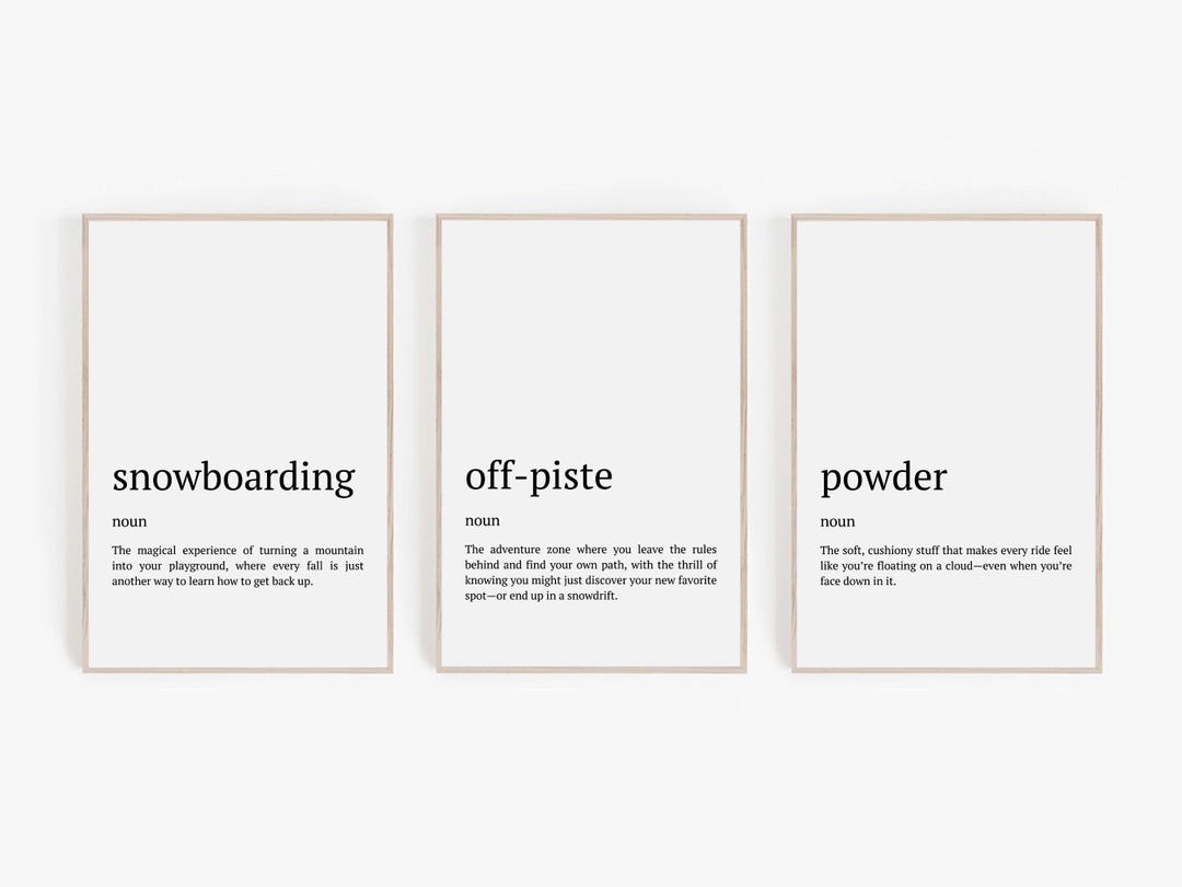 Funny Snowboarding Definition Wall Print Set of 3, Fun Snowboarder Gift ...