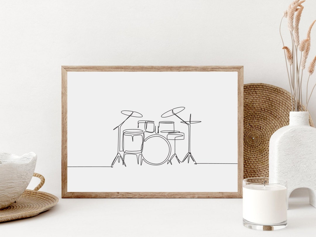 Minimalist Drum Set Wall Print, Printable Drum Poster, Modern Drums ...