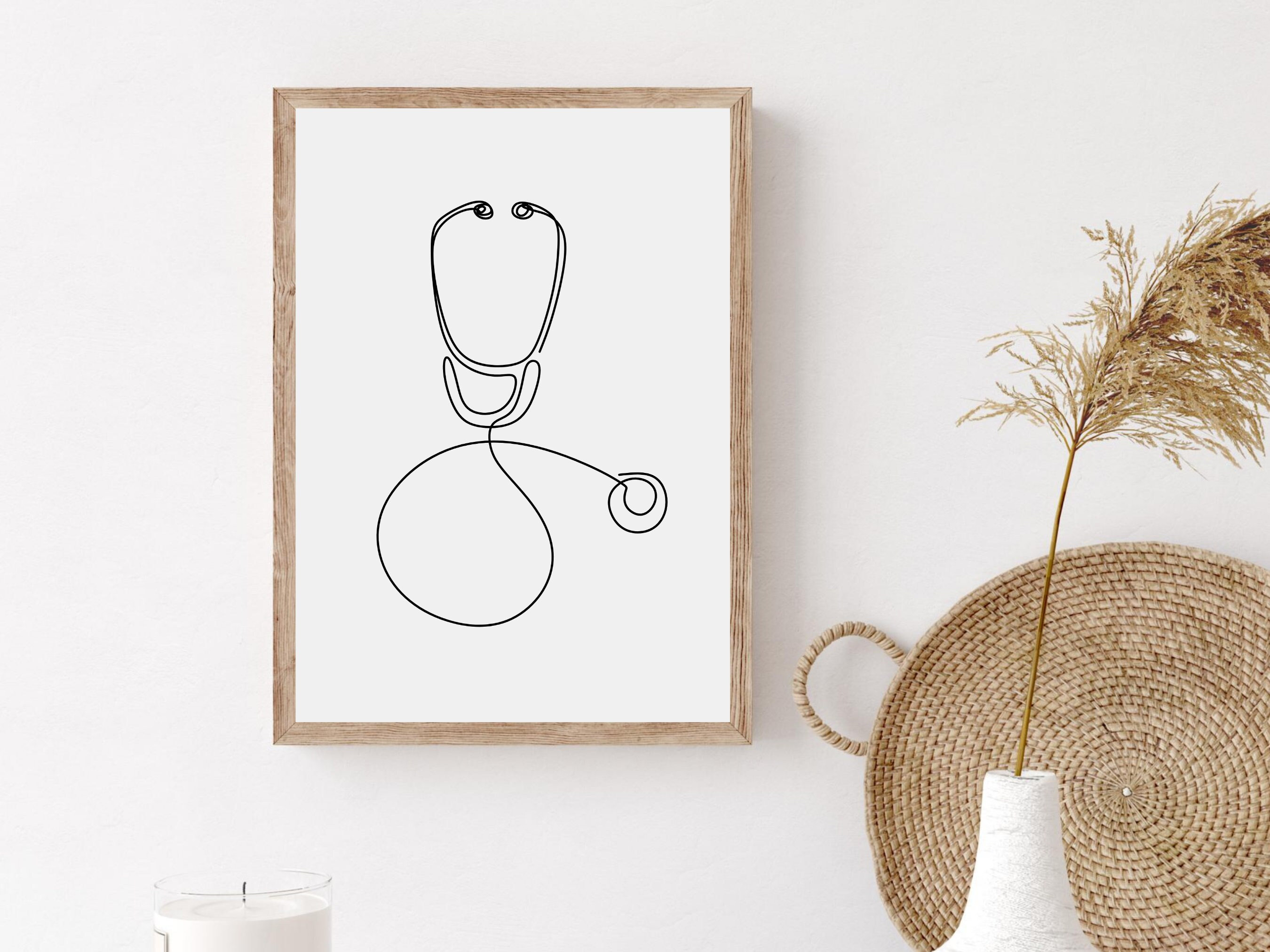 Stethoscope Line Art, Minimalist Stethoscope Wall Print, Printable ...
