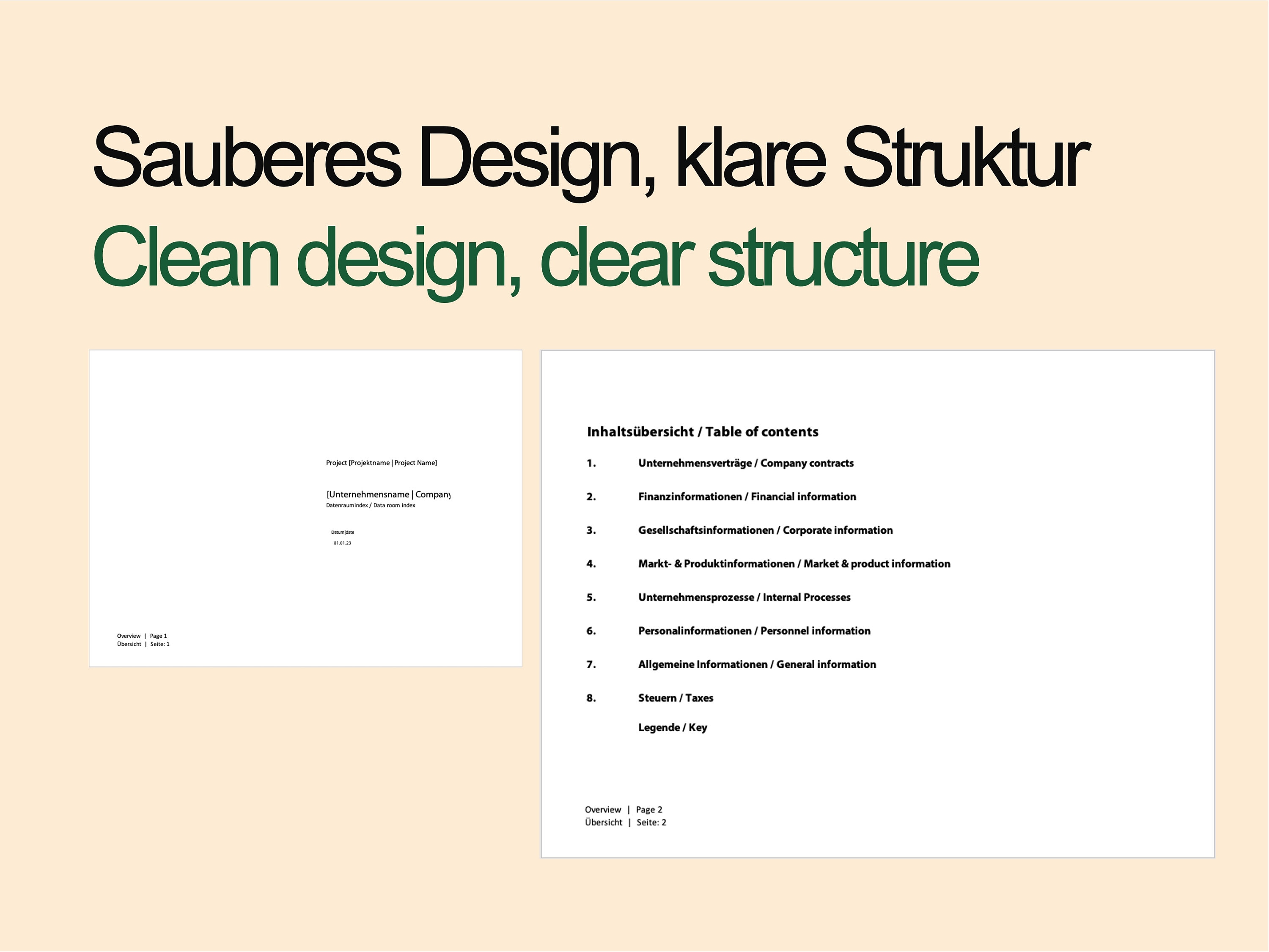 Data Room Index Template for a Data Room Index Bilingual in German and ...