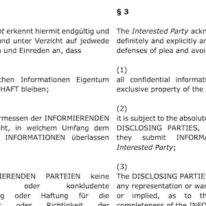 Confidentiality Agreement - Template for NDA - Bilingual in German and ...