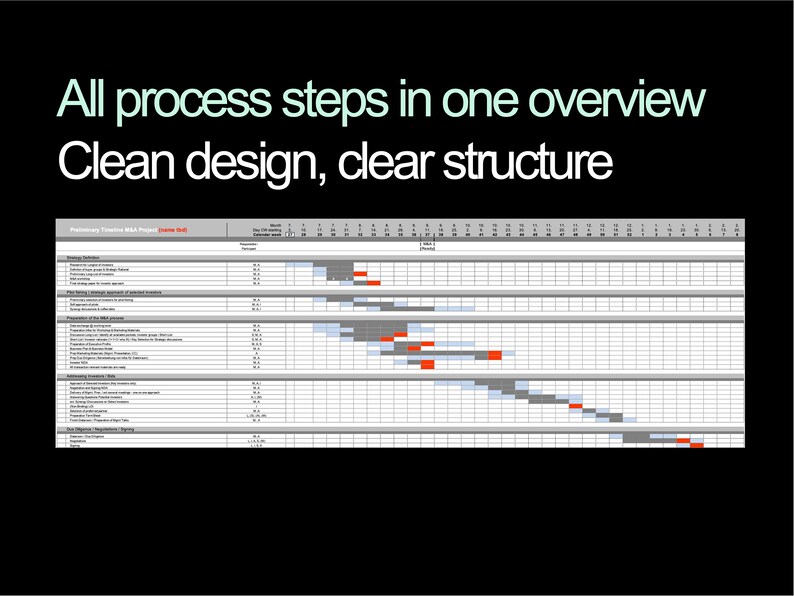 Time Tables Timeline Project Plan for a Financing Process M&A Documents ...