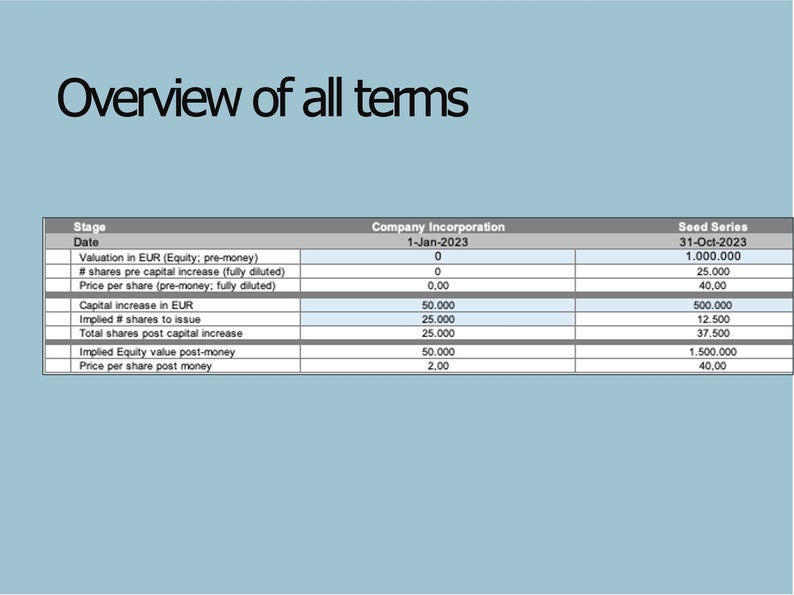 Cap Table | Capitalization Table | Investors Table | Excel Template - Etsy