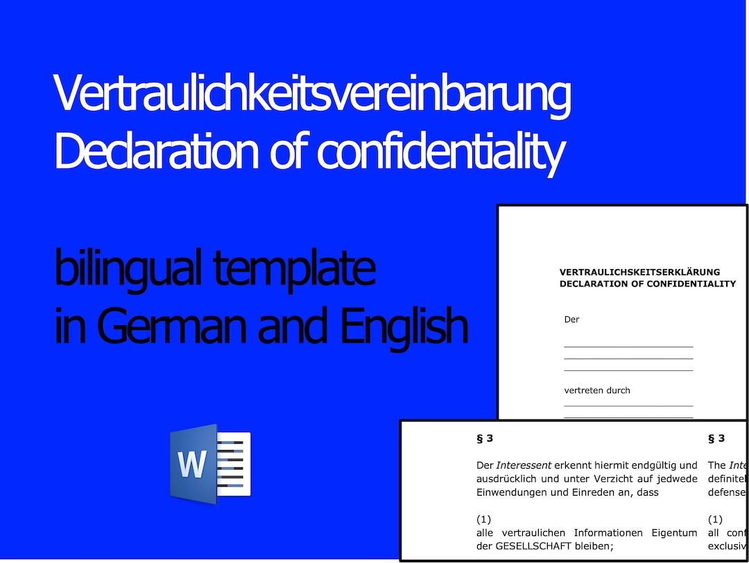 Confidentiality Agreement - Template for NDA - Bilingual in German and ...