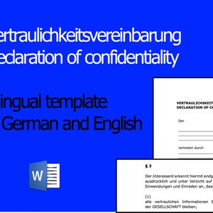 Confidentiality Agreement - Template for NDA - Bilingual in German and ...