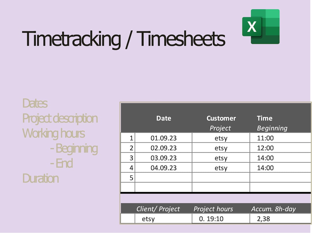 Timesheet | Time Tracking for Project Accounting in ENG | Excel ...