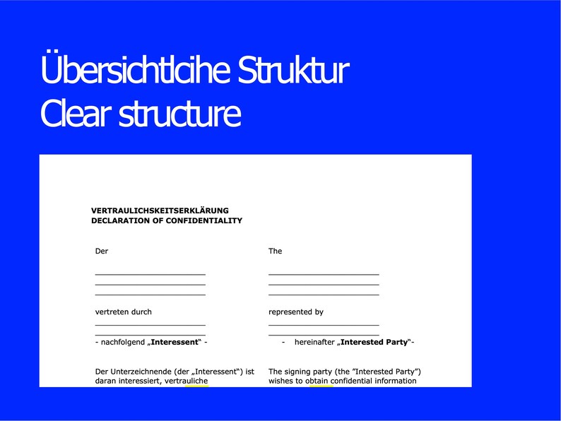 Confidentiality Agreement - Template for NDA - Bilingual in German and ...