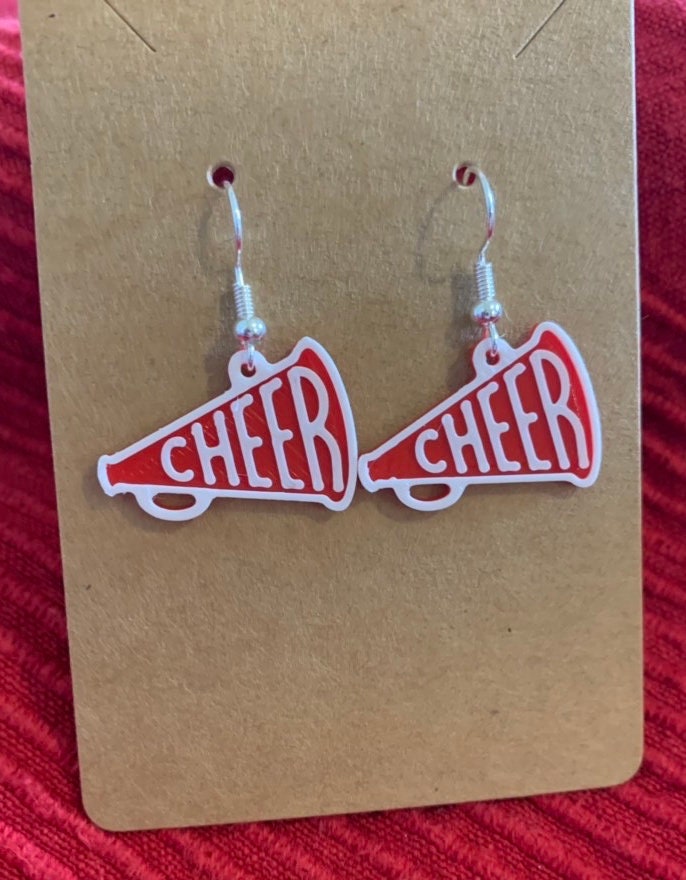 Cheer Megaphone Earrings Cheerleader Earrings Cheer Mom - Etsy
