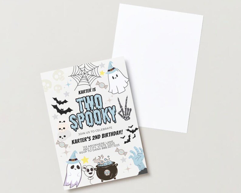 Two Spooky Birthday Invitation, Halloween 2nd Birthday Evite - Etsy