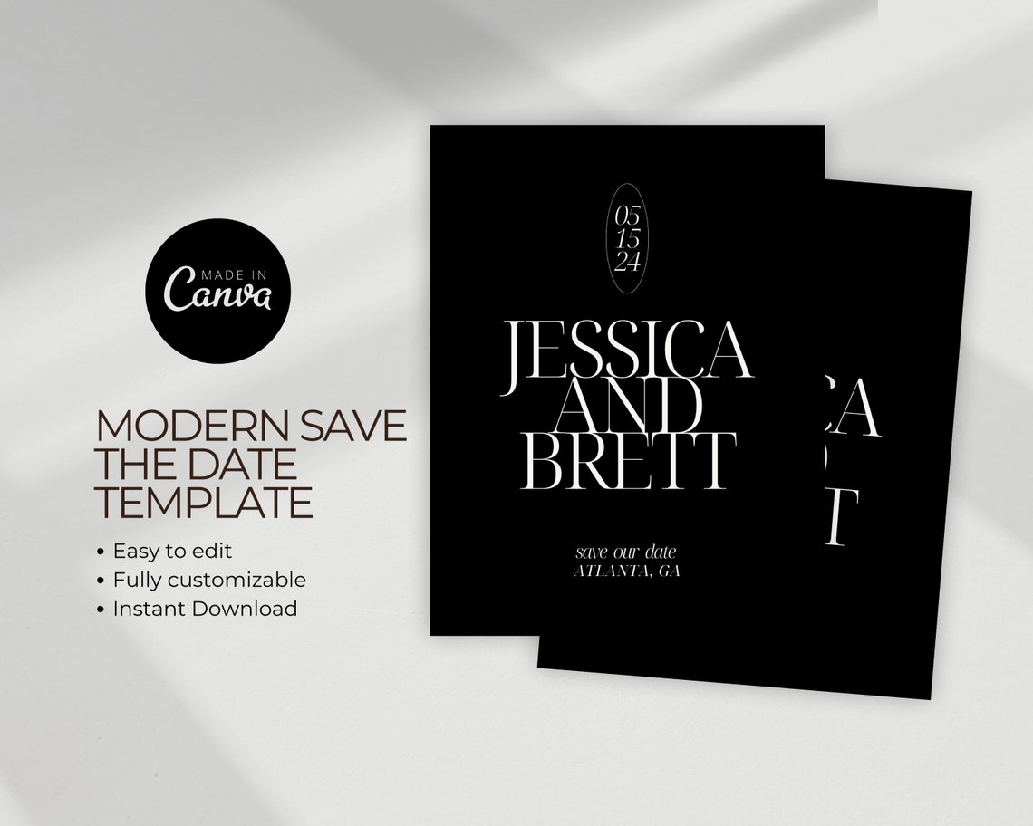 Modern Save the Date Black and White Save the Date Aesthetic - Etsy