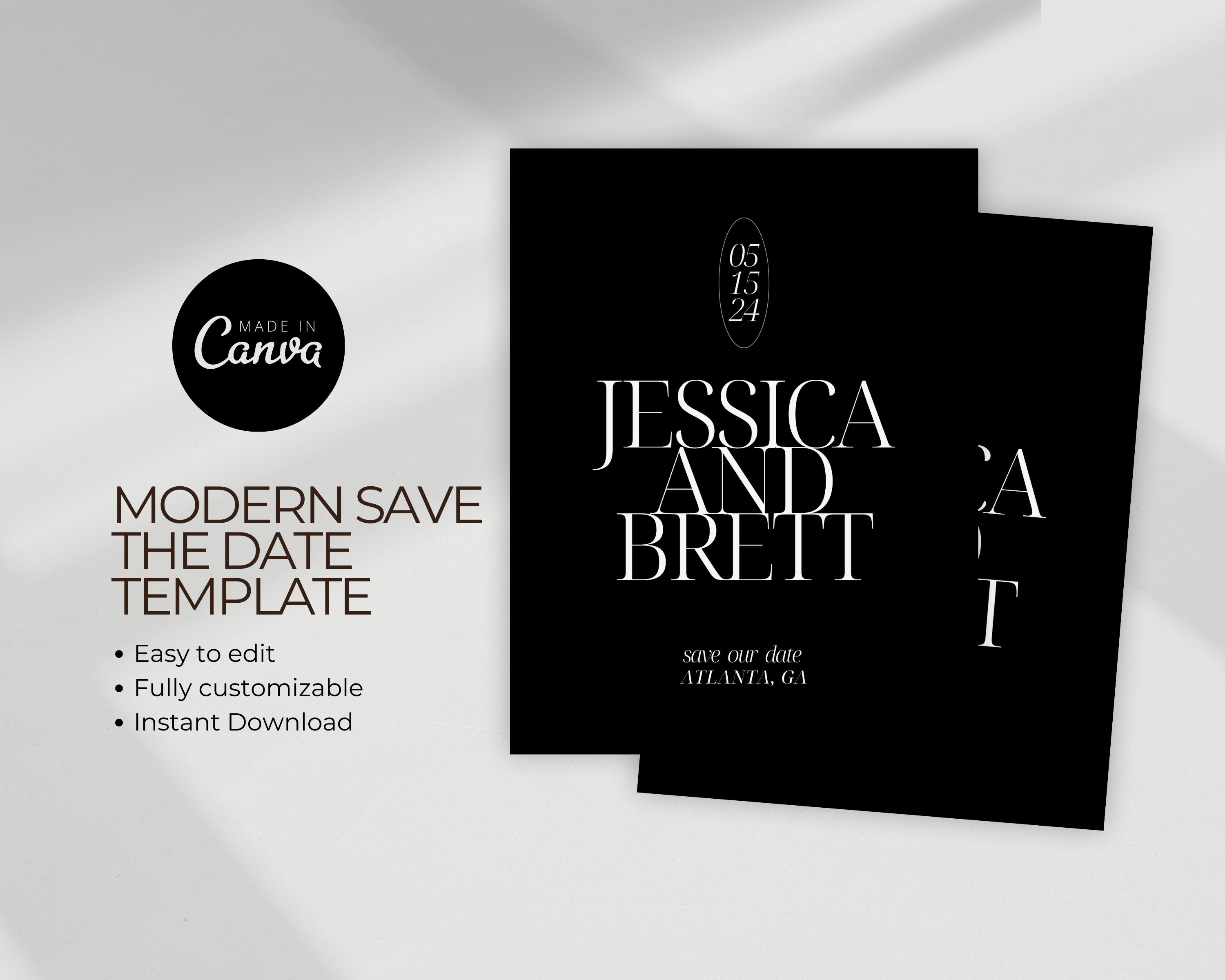Modern Save the Date, Black and White Save the Date, Aesthetic Save the ...