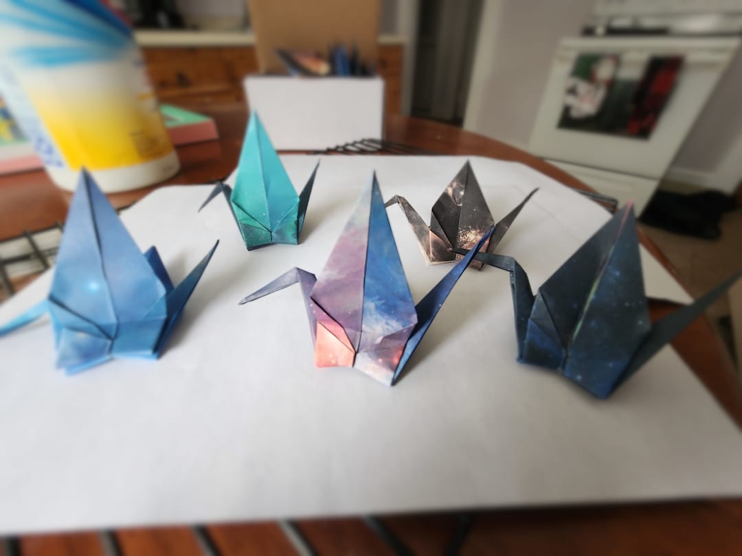 5 Piece Space Themed Origami Crane - Etsy