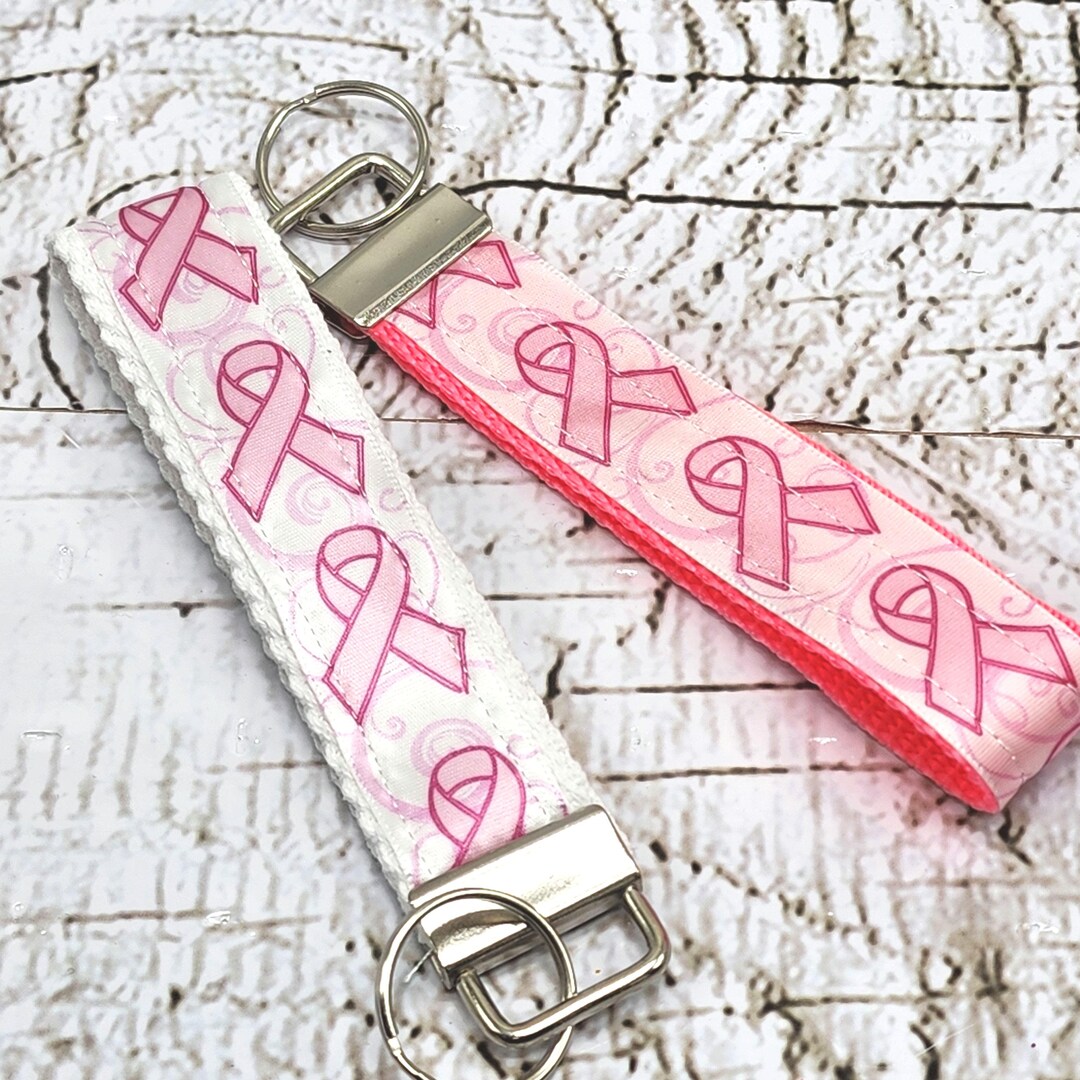 XXL Customizable Size Cotton Breast Cancer Print Key Fob Wristlet ...