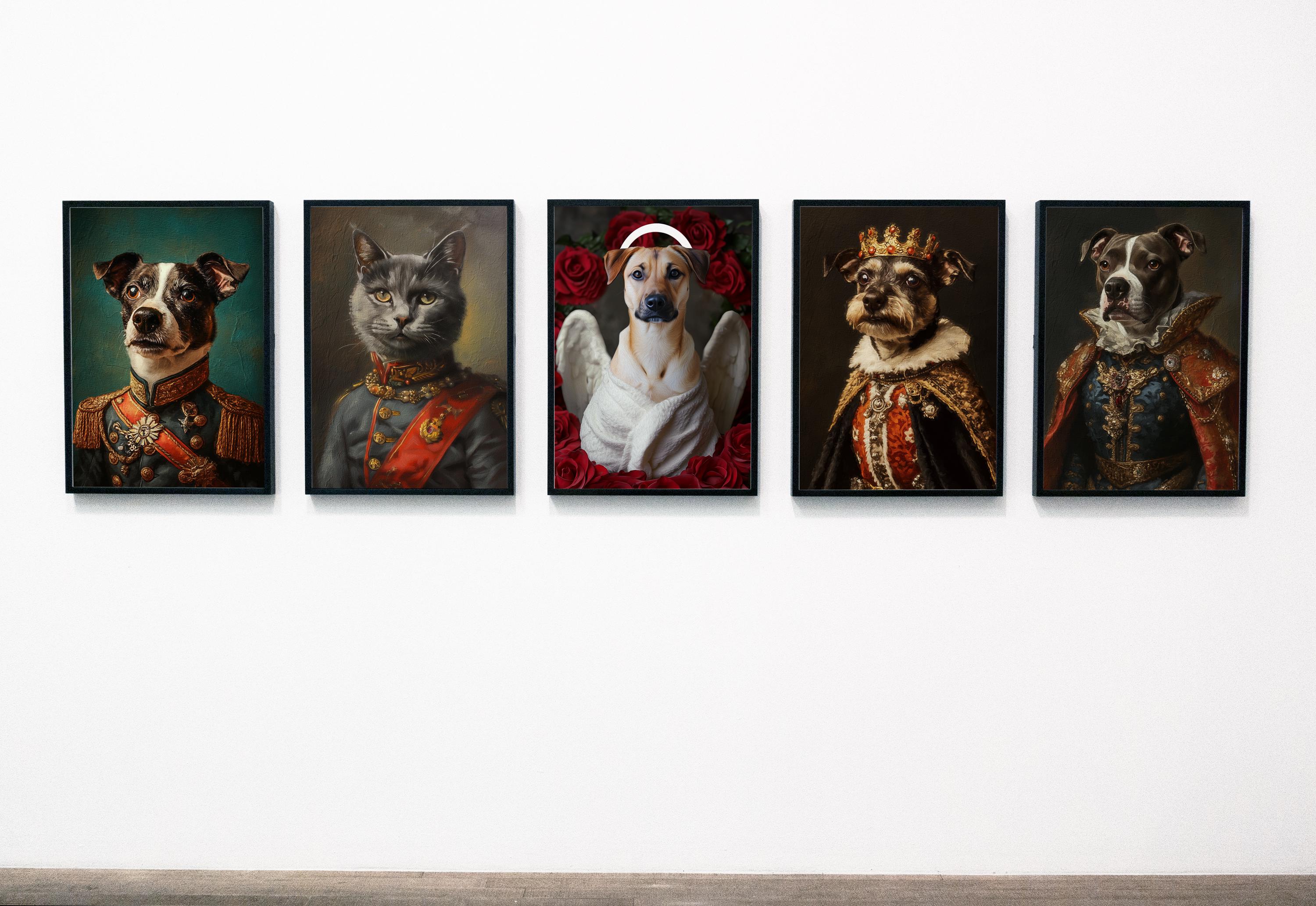 Custom Dog Portrait, King Queen Pet Art, Personalized Pet Gift ...