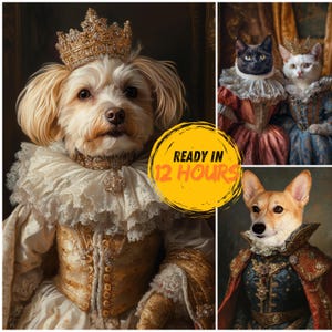 Queen Pet Portrait From Photo, Custom Royal Pet Painting, Personalized ...