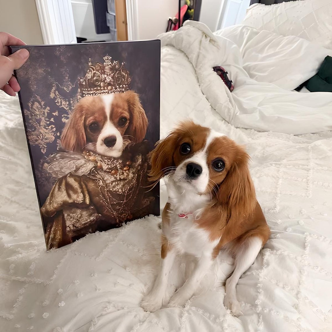 Personalized Dog Portrait on Canvas, Royal Pet Portrait From Photo ...