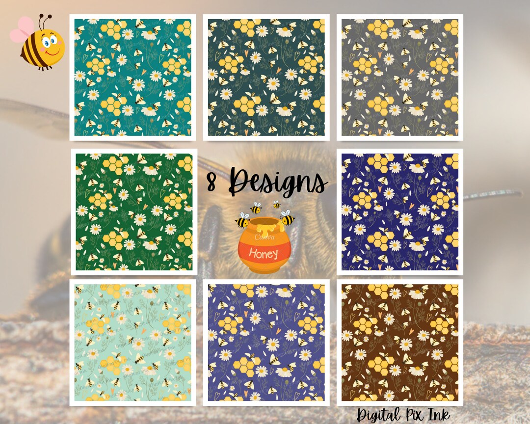 Buzzing Bee - Digital Seamless Collection of Honeybee Patterns ...