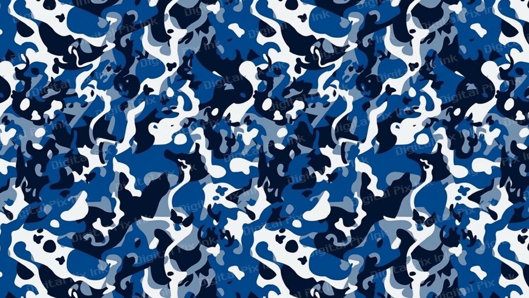 Blue Camouflage Seamless Pattern - Dynamic Military Pattern Suitable ...