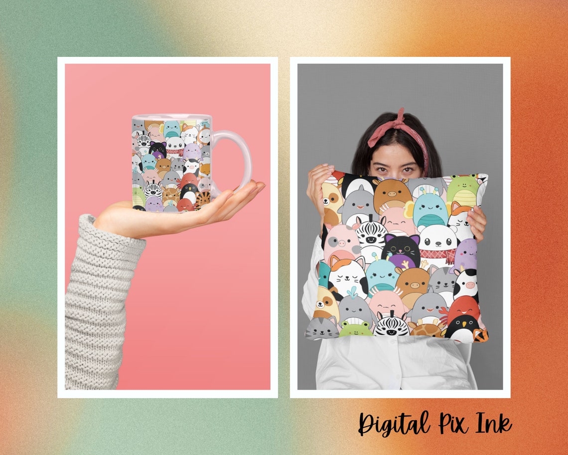 Cute Squishmallow Seamless Pattern - Perfect for Tumblers, DIY Crafts ...