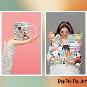 Cute Squishmallow Seamless Pattern - Perfect for Tumblers, DIY Crafts ...