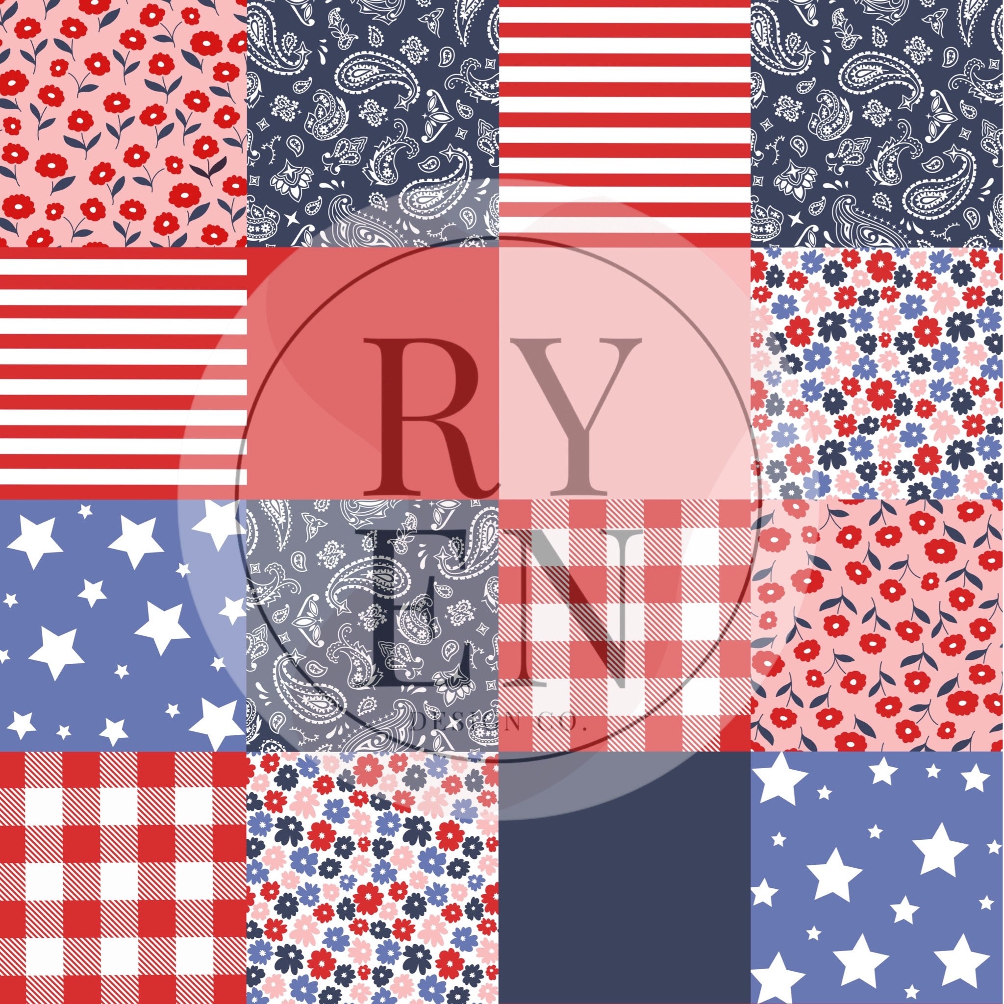 Patriotic Patchwork Digital Download Seamless File - Etsy
