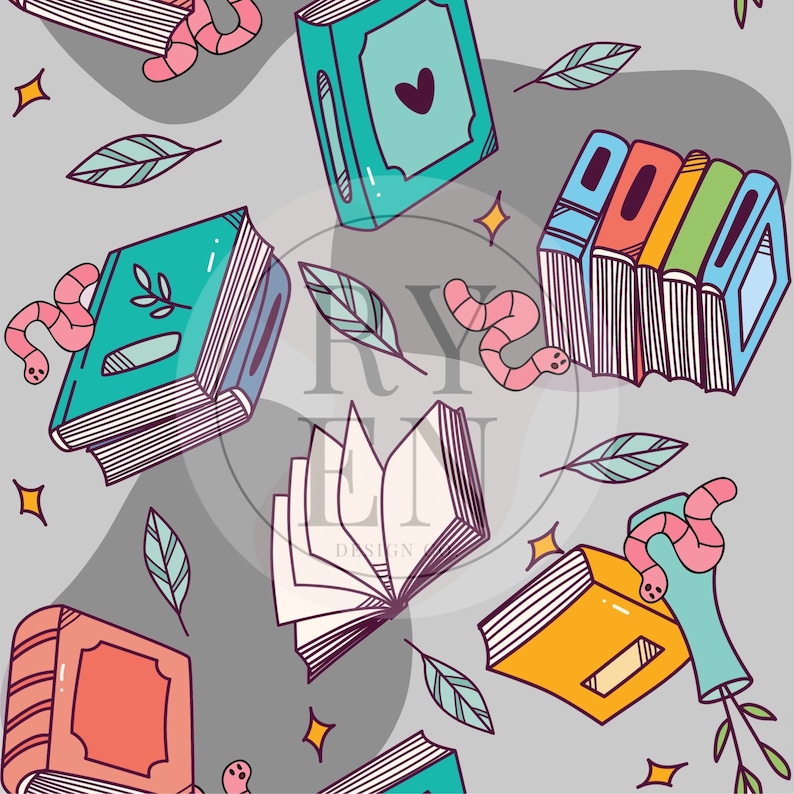 Bookworm Digital Download Seamless File - Etsy