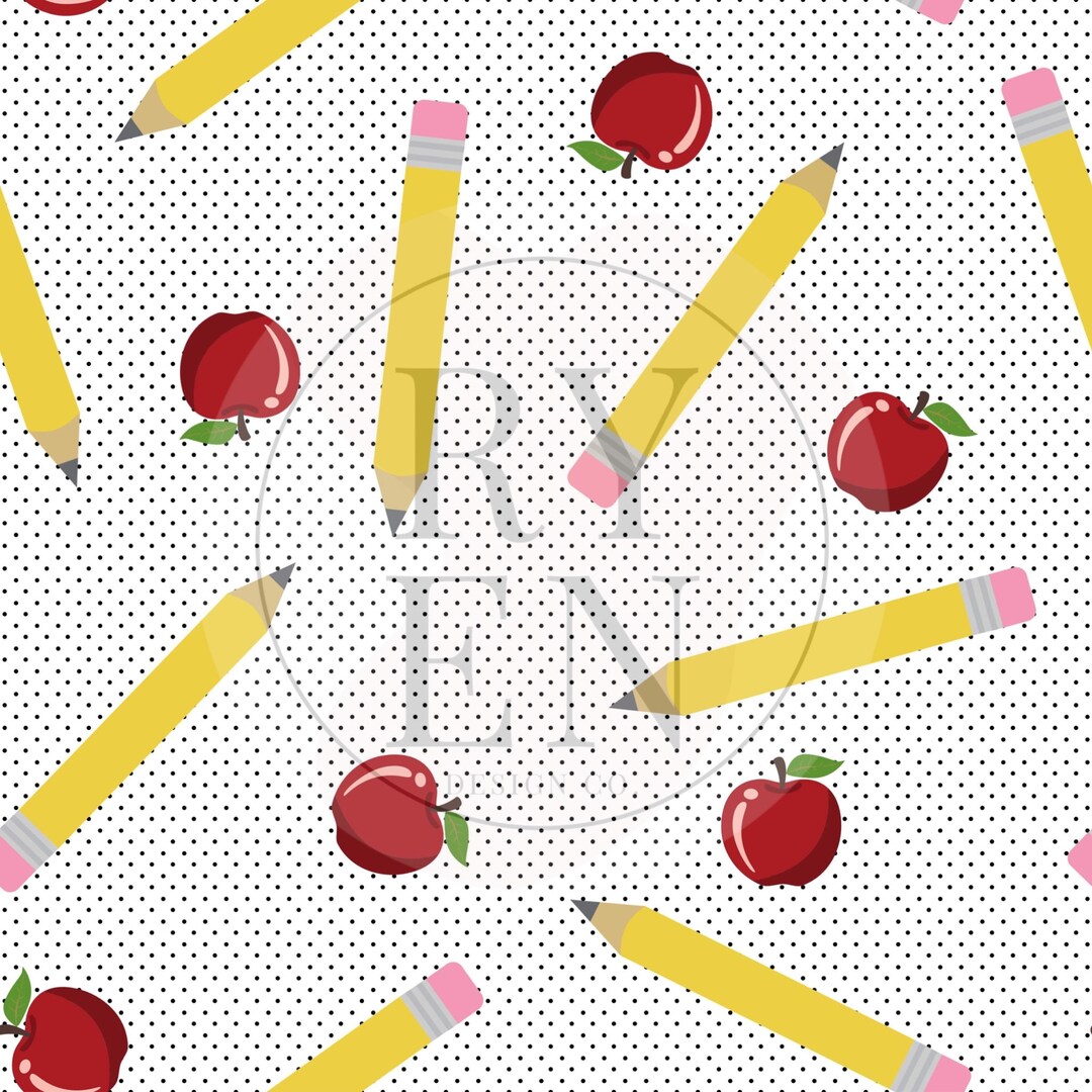 School Pencils an Apples Digital Download Seamless File - Etsy